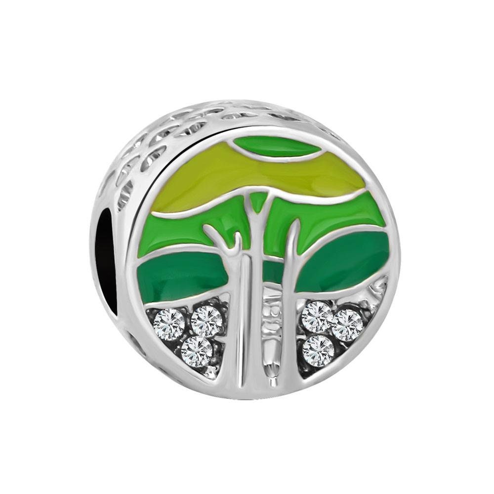 European Style Charm Green, Leaf, Flower, Palm Tree, Lemon, Crystal ...