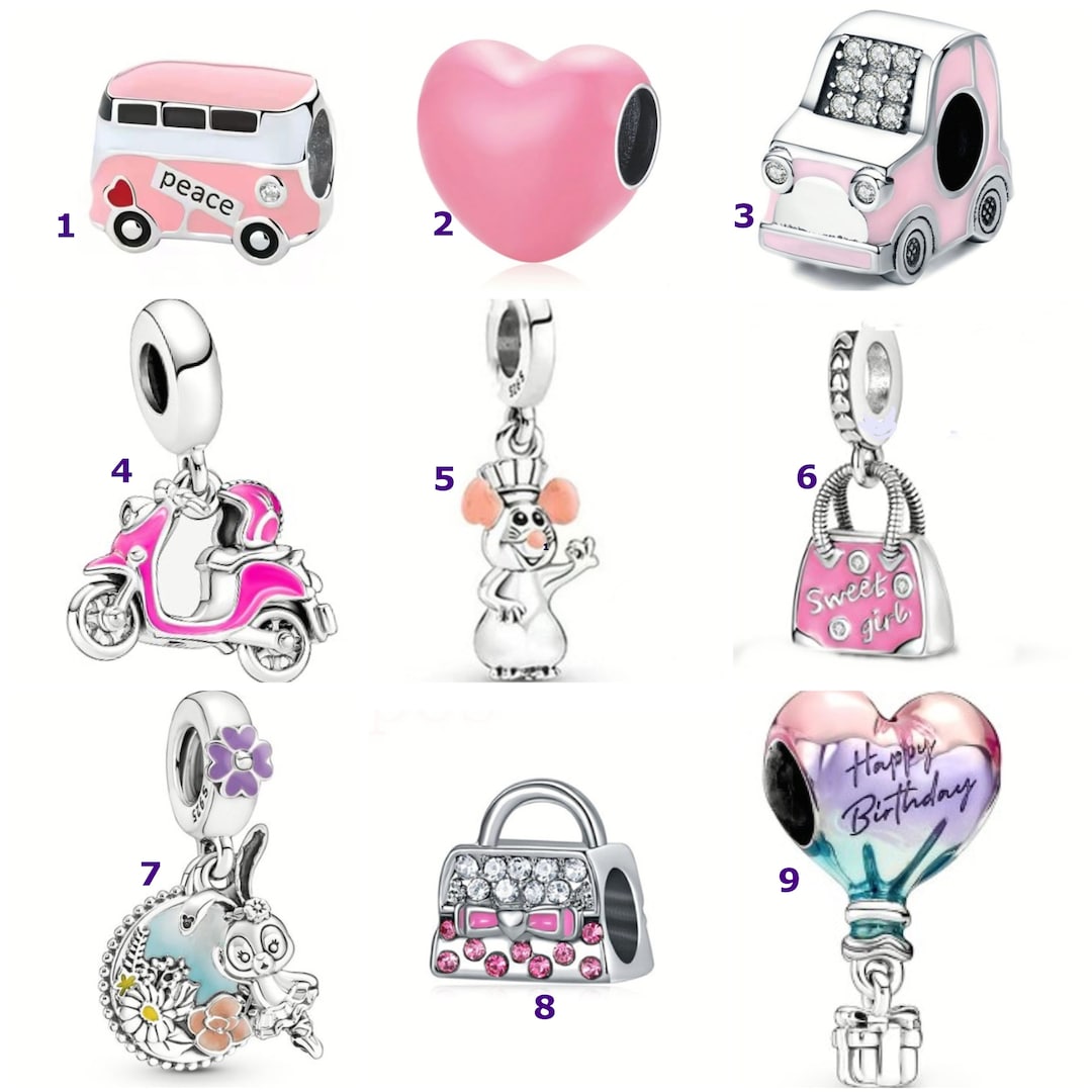 Pandora Style Charm Pink Van Heart Car Auto Scooter - Etsy