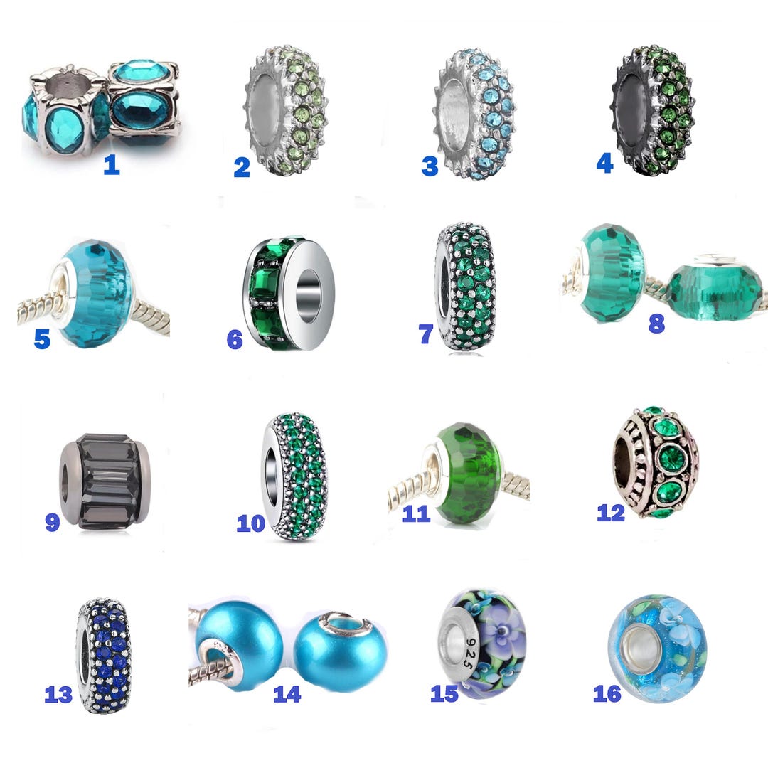 1 Pc, European Style Spacer Charm. Blue, Aqua, Green, Spacer Charm. for ...