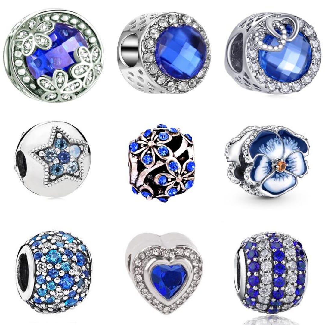 European Style Charm, Blue, Crystal, Flower, Heart, Star Charm, Fits ...