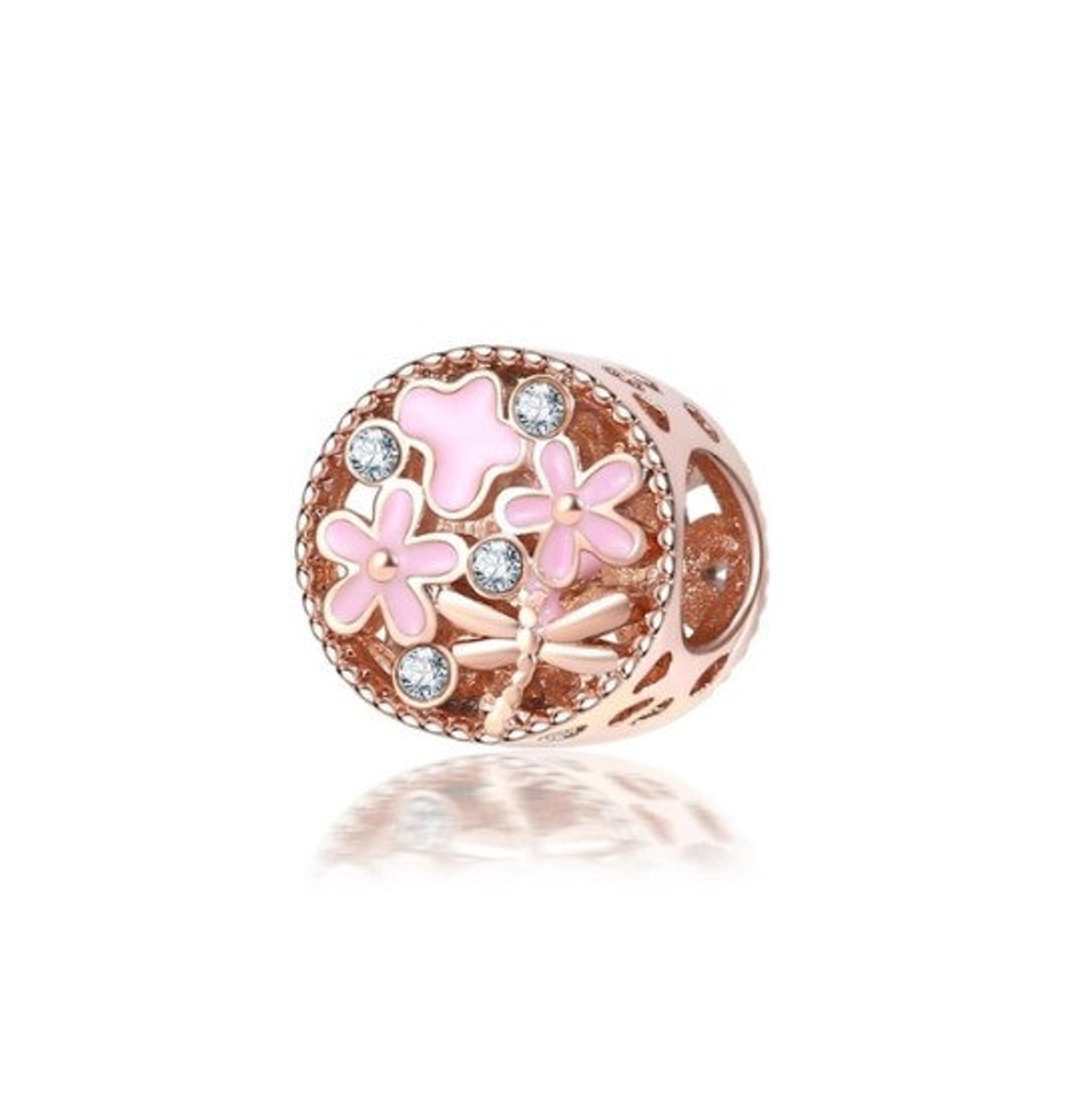 European Style Charm Heart, Pink, Rose Gold, Flower, Spacer, Castle ...