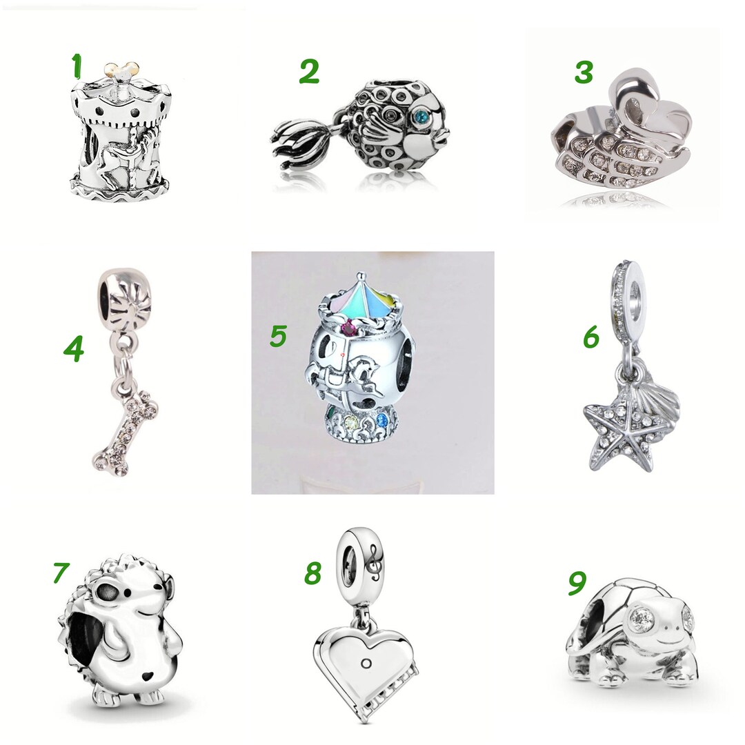 Pandora Style Silver Charm Fish Swan Carousel Dog Bone - Etsy