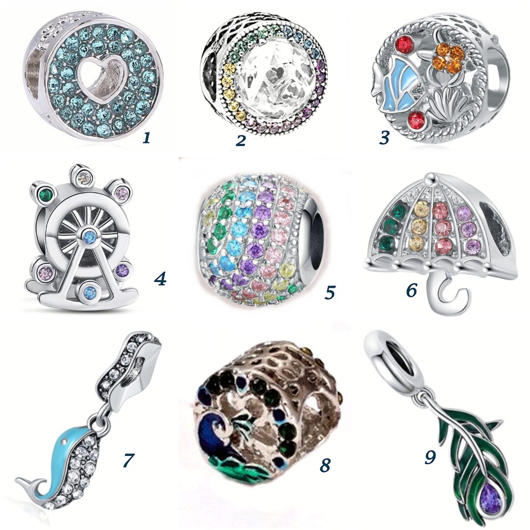 European Style Charm Bracelet Beads, Aqua, Pastel, Umbrella, Ferris ...