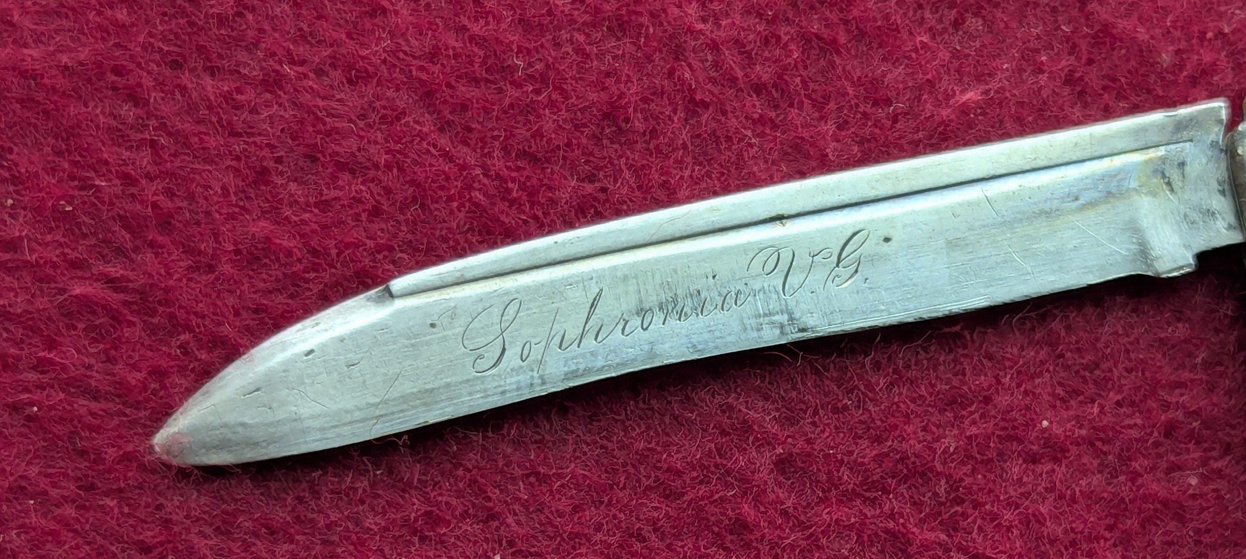 Antique Coin Silver Fruit Knife With Blade Etch - Etsy