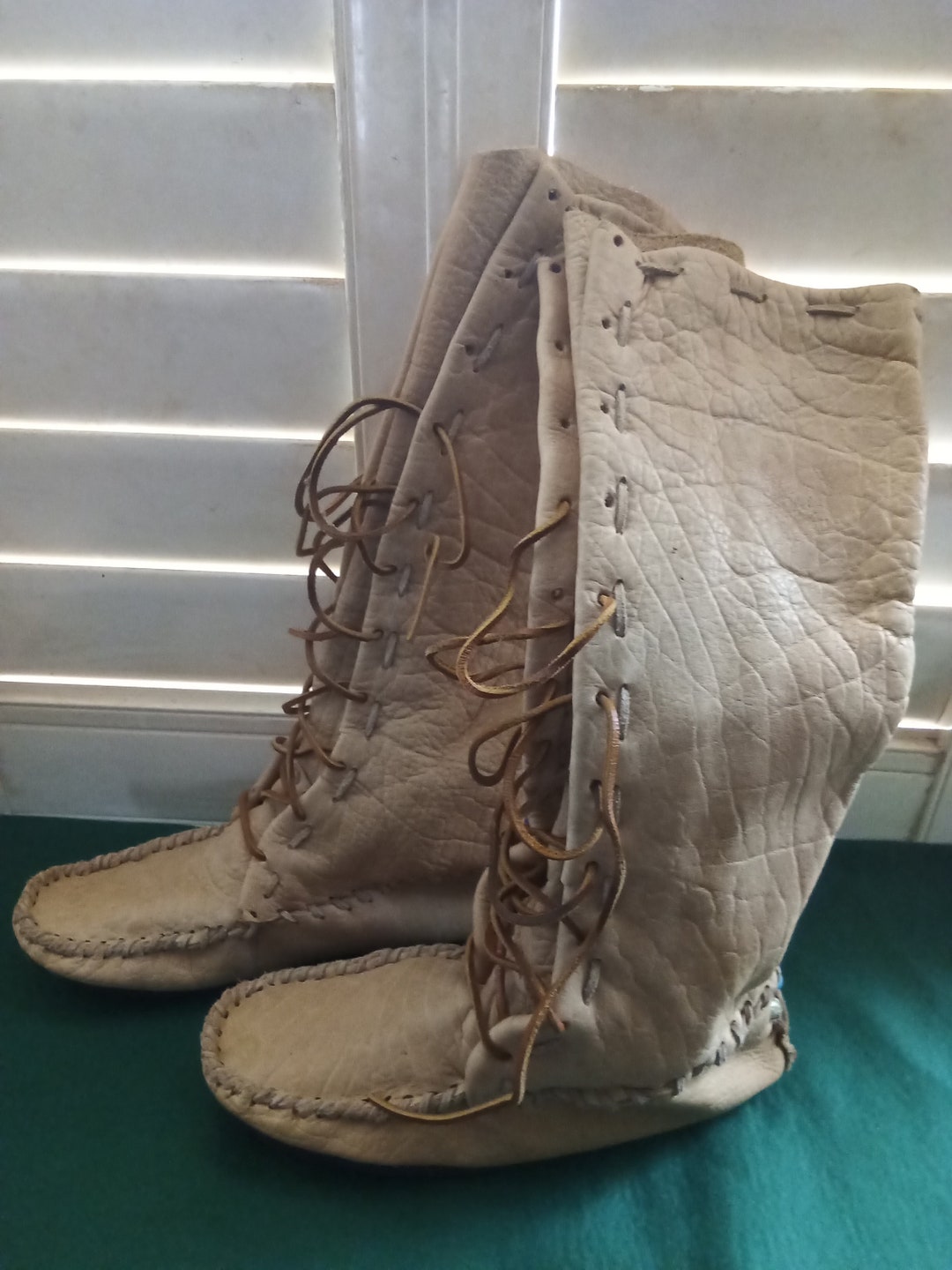 Knee High Moccasin Boots Buck Skin Size 9 - Etsy