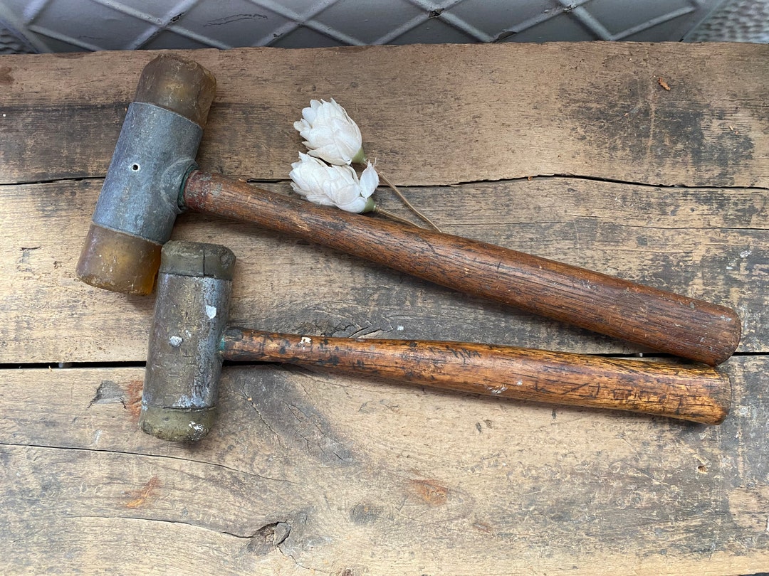 Primitive Wood and Metal Mallet, Antique Hammer, Old Tool, Carpentry Gift, Farmhouse, Primitive ...