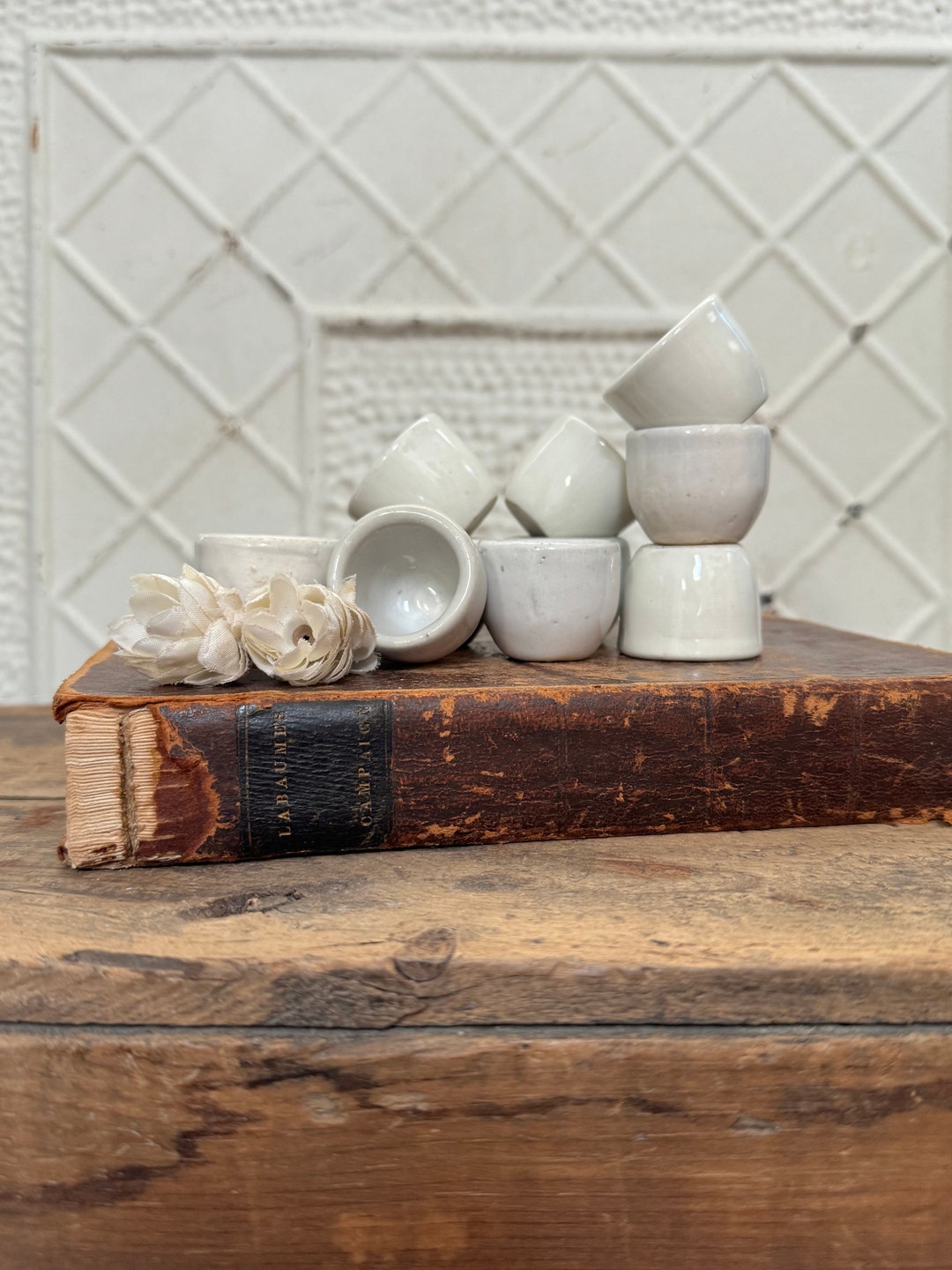 Antique Glazed Stoneware French Escargot Pots, Set of 3, Farmhouse ...