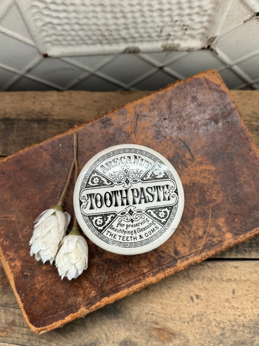 Antique Areca Nut Tooth Paste Lidded Ironstone Pot, Antique English ...