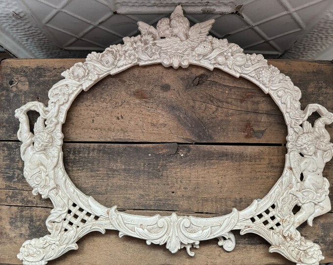 Vintage Cast Iron White Stand up Frame With Cherubs - Etsy