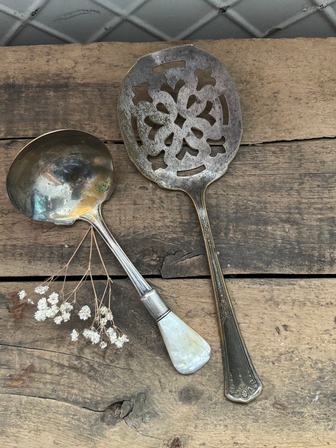 Vintage Tomato Spoon, Small Ladle With Mother-of-pearl Handle and ...