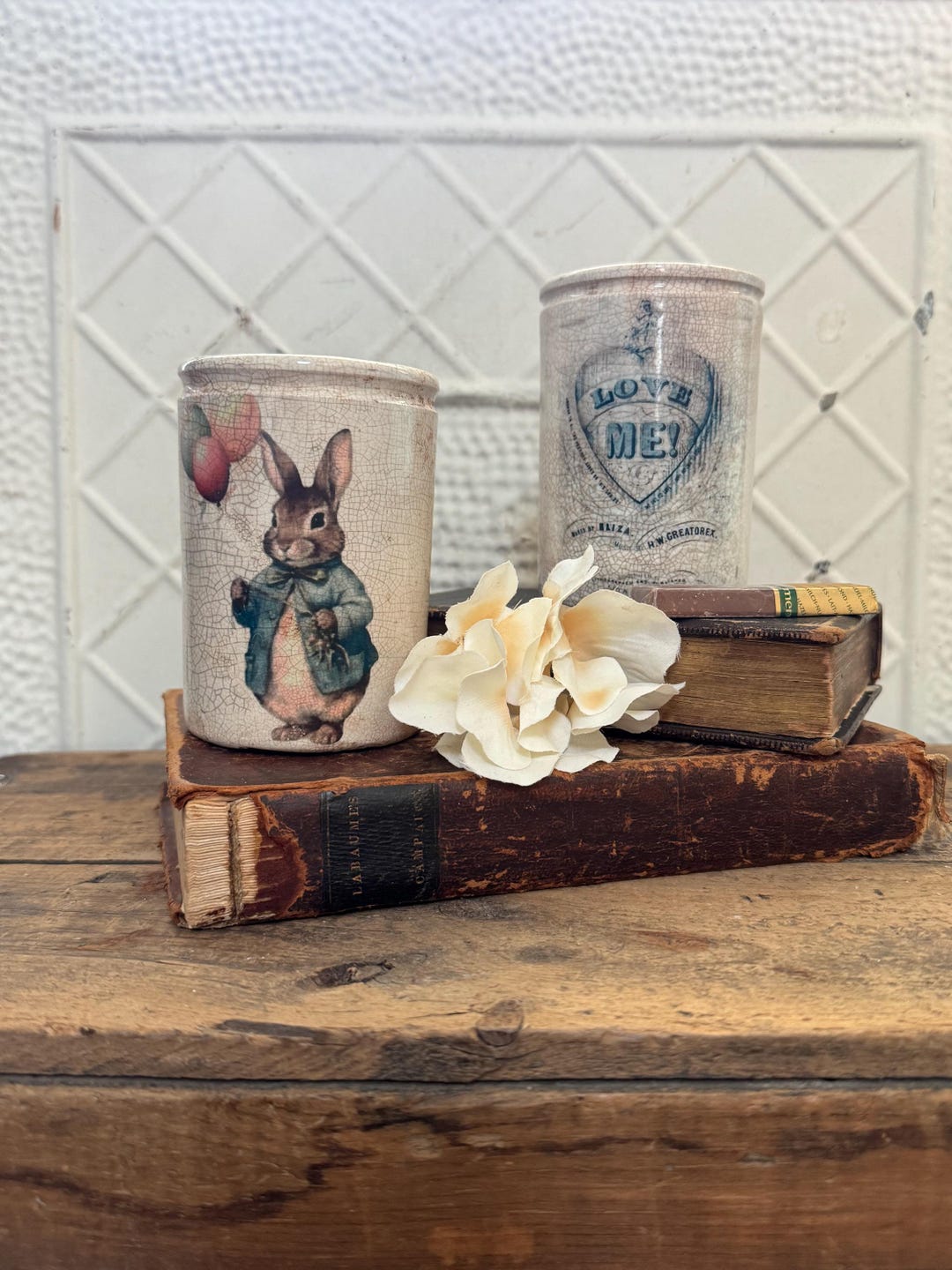 Antique Ironstone Maling Jam Crock Repurposed With New Transfer, Spring ...