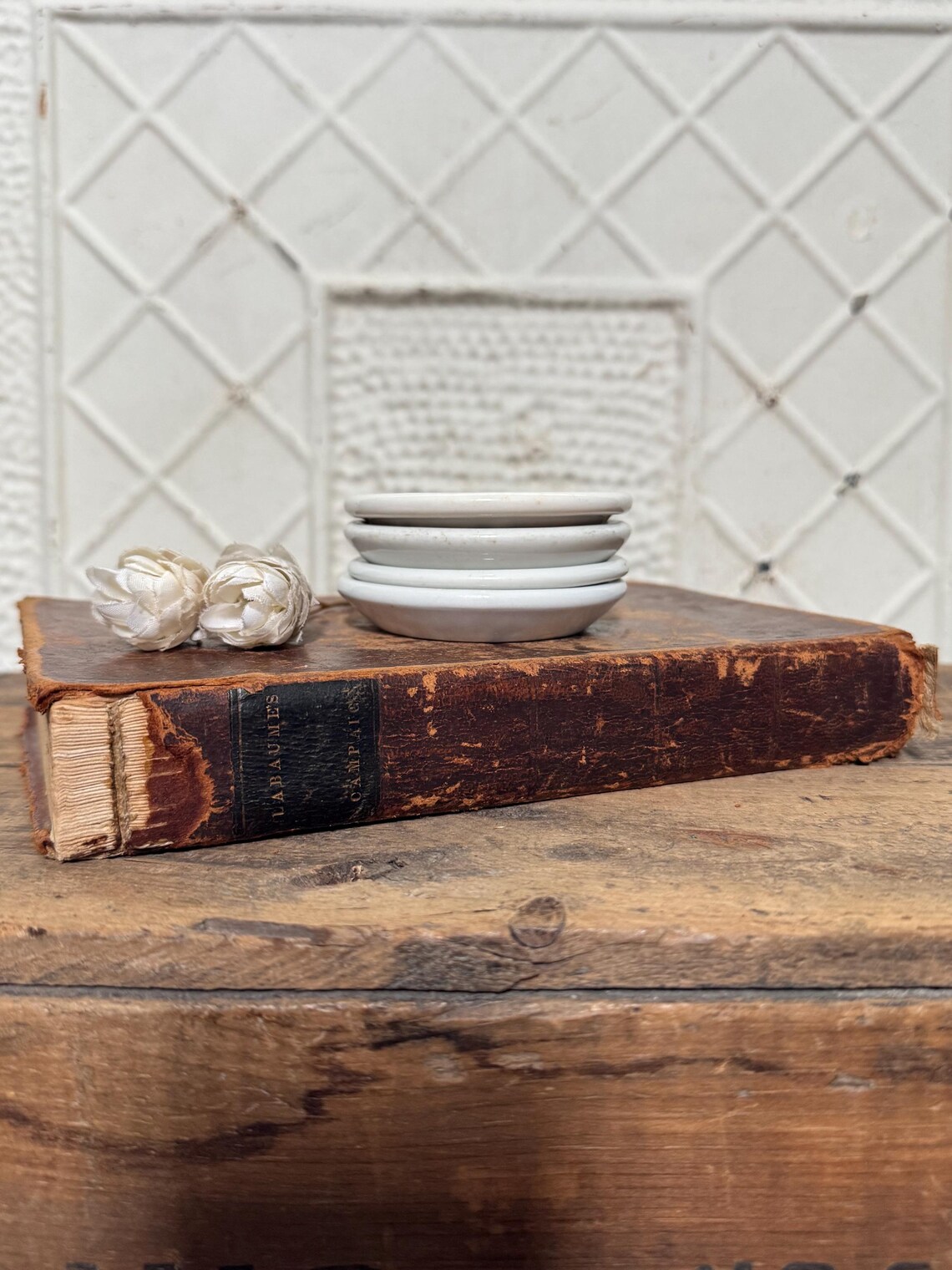 Pair of Vintage Chunky White Ironstone Butter Pats, Farmhouse Kitchen ...