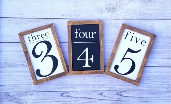 Number Wood Sign party of 2 Family Numbers party of 3 | Etsy