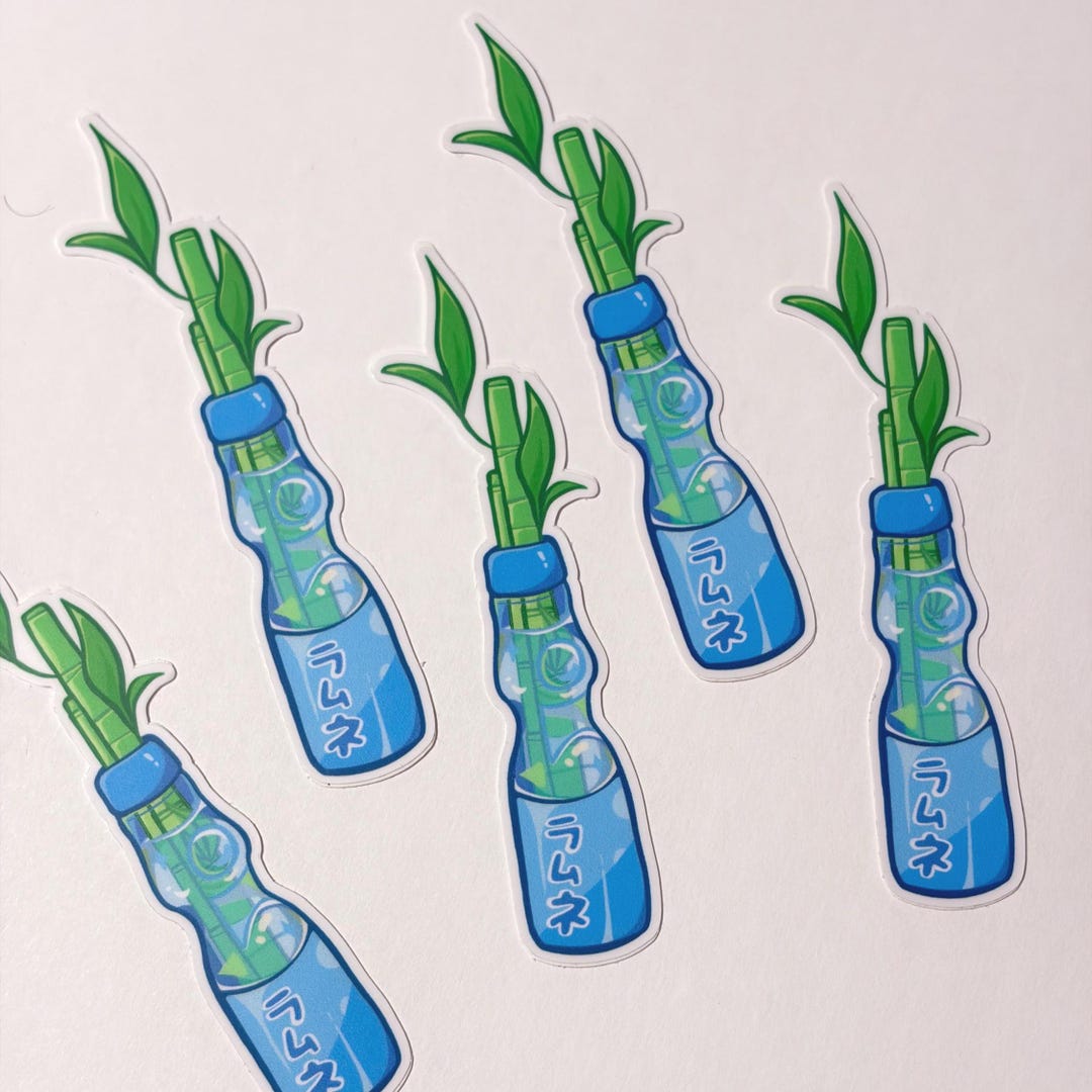 Bamboo Ramune Sticker | Cute Matte Waterproof Decal - Etsy