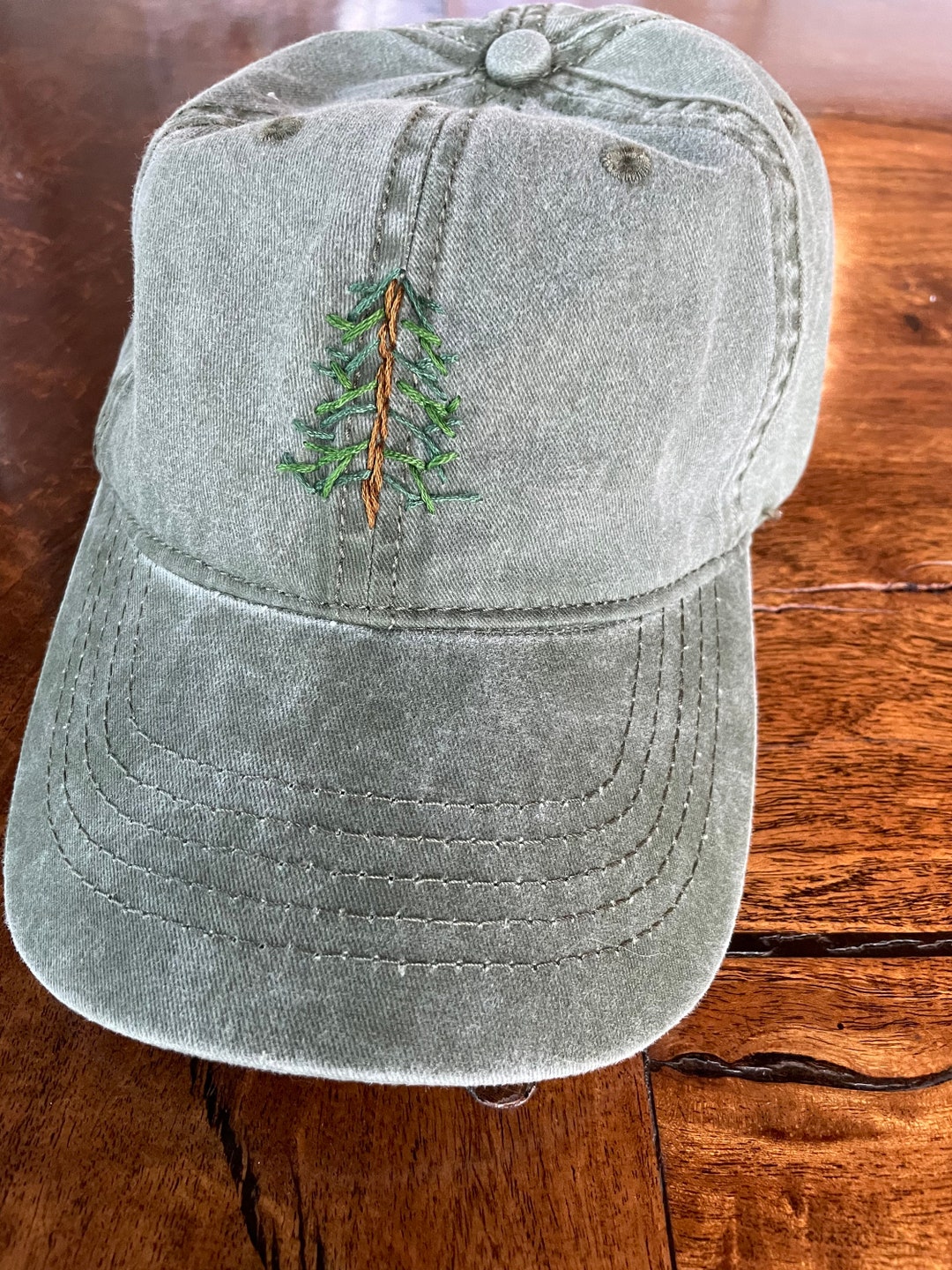 Embroidered Pine Tree - Vintage Green Women’s Baseball Cap - Etsy