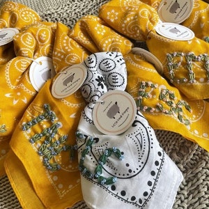 Monogrammed Bandana (hand Embroidered) | Group Gift | Multiple Colors ...