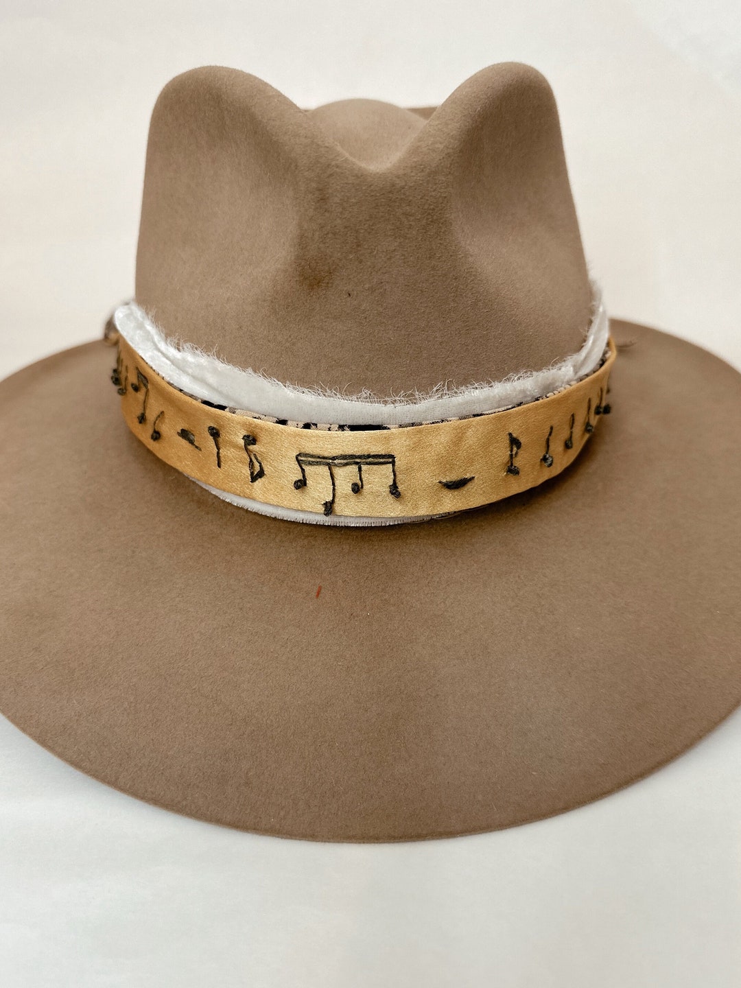Embroidered Musical Notes Hat Band | Cowboy Hat Ribbon | Reversible Hat ...