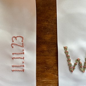 Custom Embroidered Floral Initial + Date Ribbon for Wedding Bouquet ...