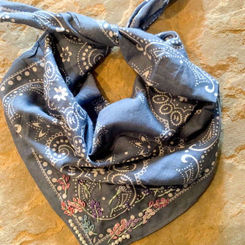 Embroidered Bandana - Etsy