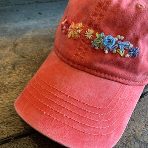 Embroidered Flower Women’s Baseball Cap - Etsy