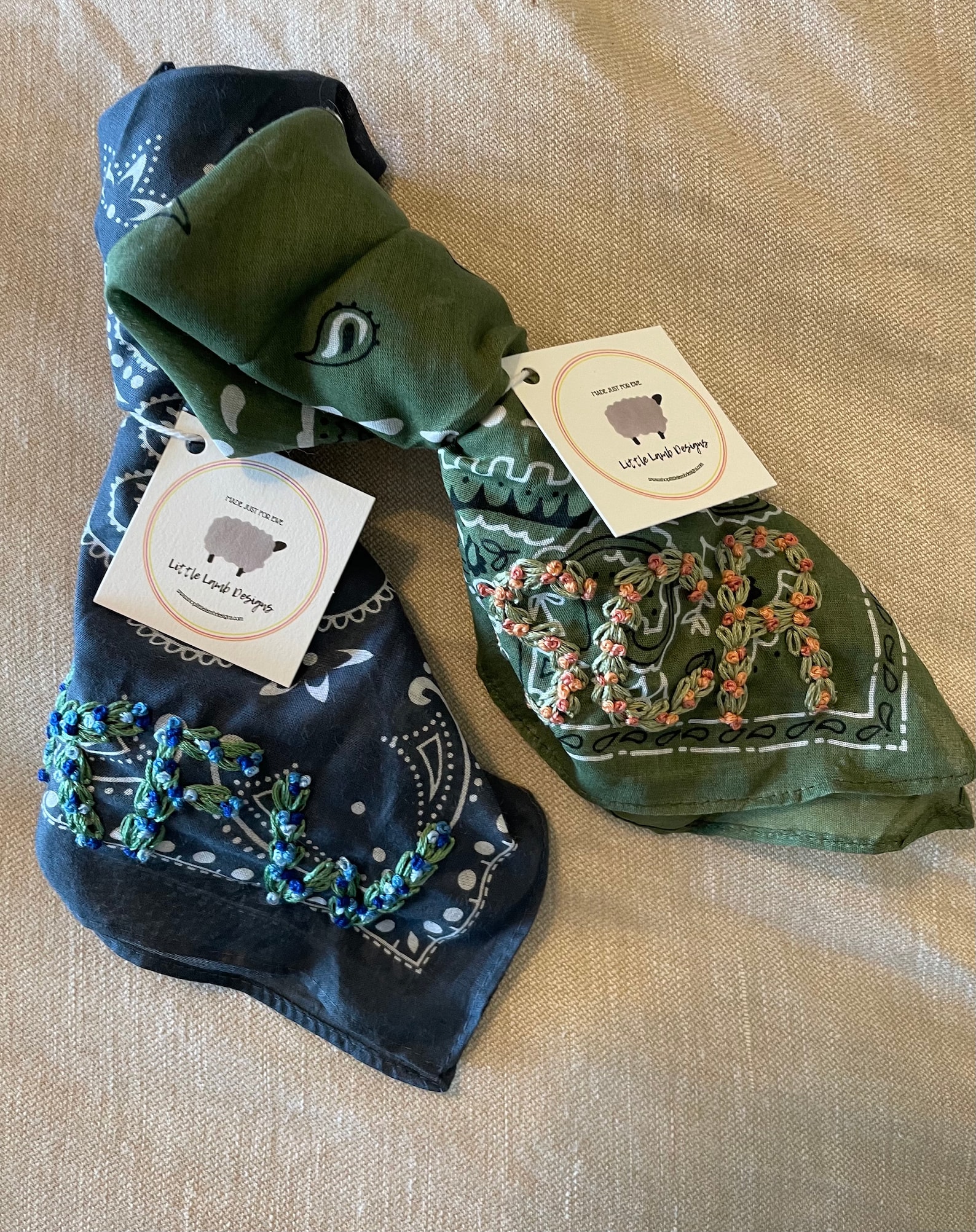 Monogrammed Bandana hand Embroidered Group Gift Multiple Colors and ...