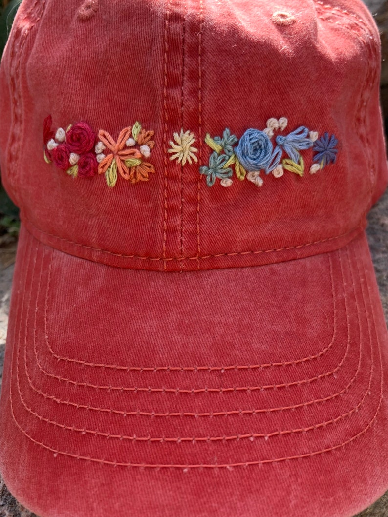 Embroidered Flower Womens Baseball Cap - Etsy