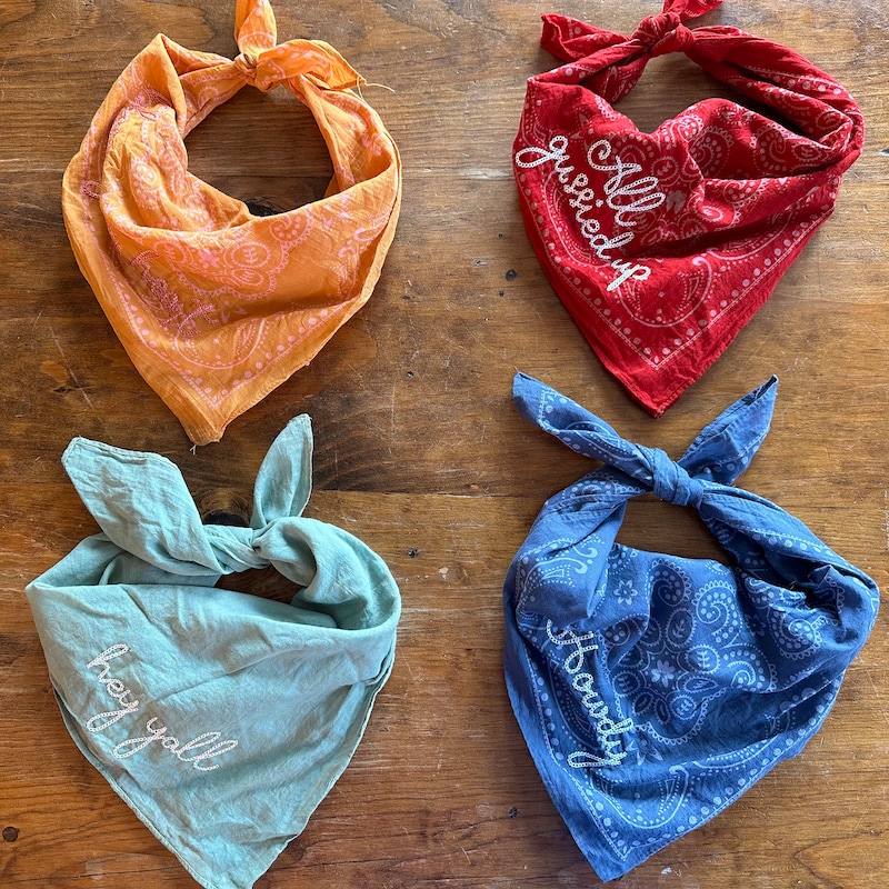 Embroidered Bandana - Etsy