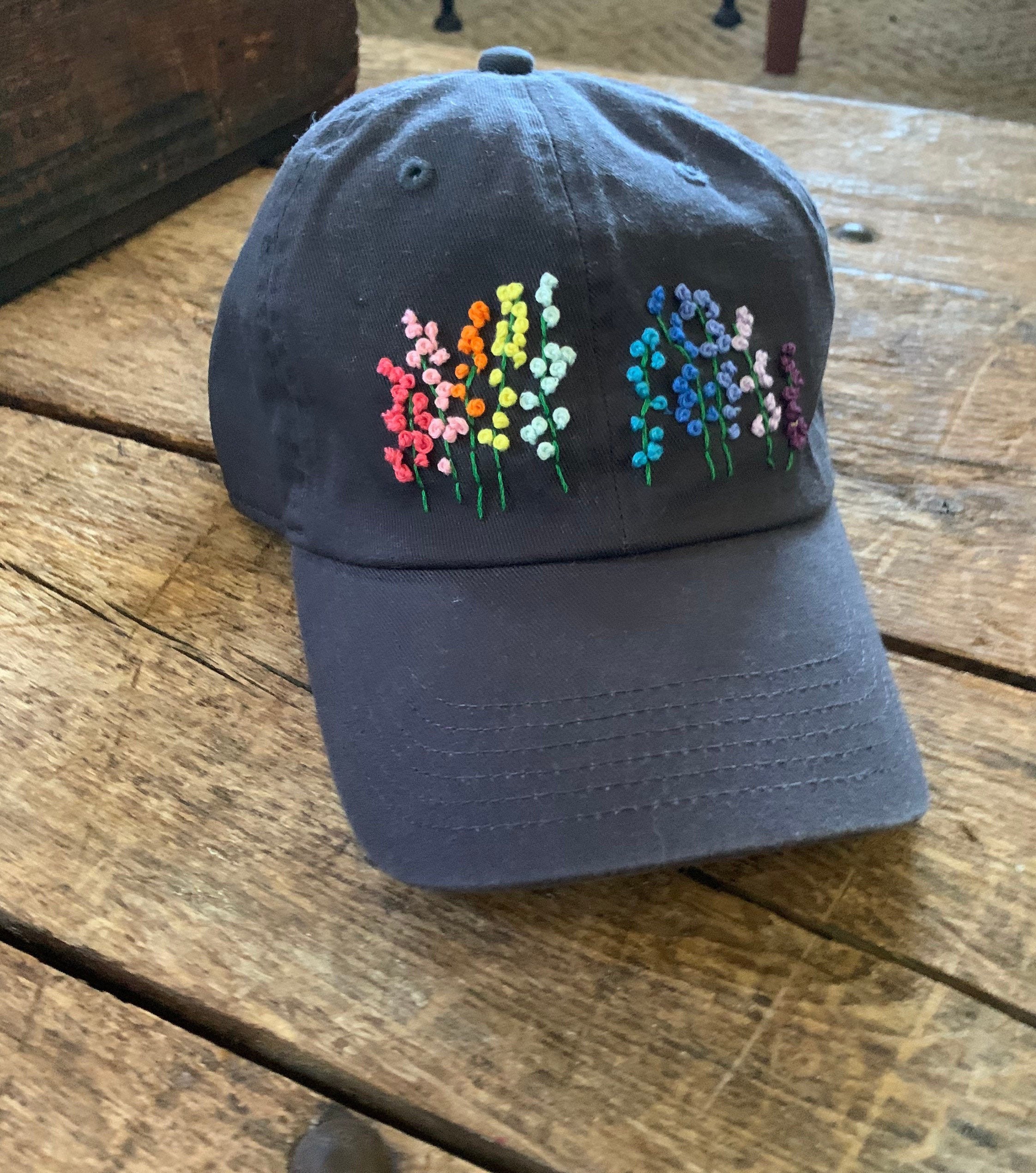 Hand Embroidered Custom Baseball Hat Wildflowers Hat Custom | Etsy