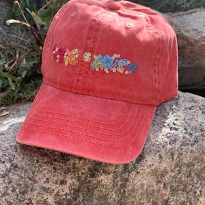 Embroidered Flower Womens Baseball Cap - Etsy