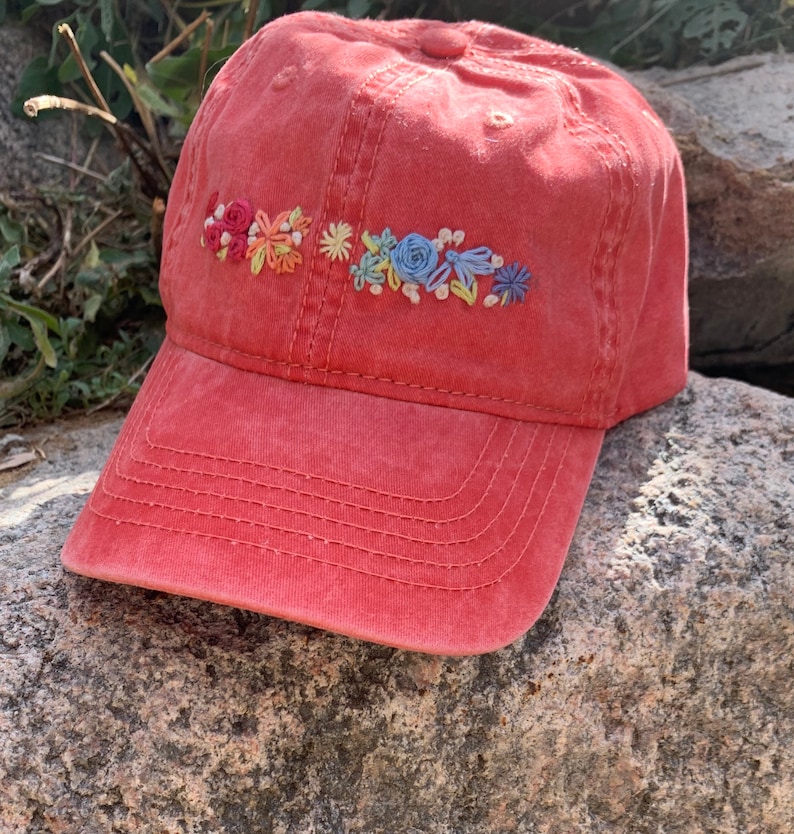 Embroidered Flower Womens Baseball Cap - Etsy