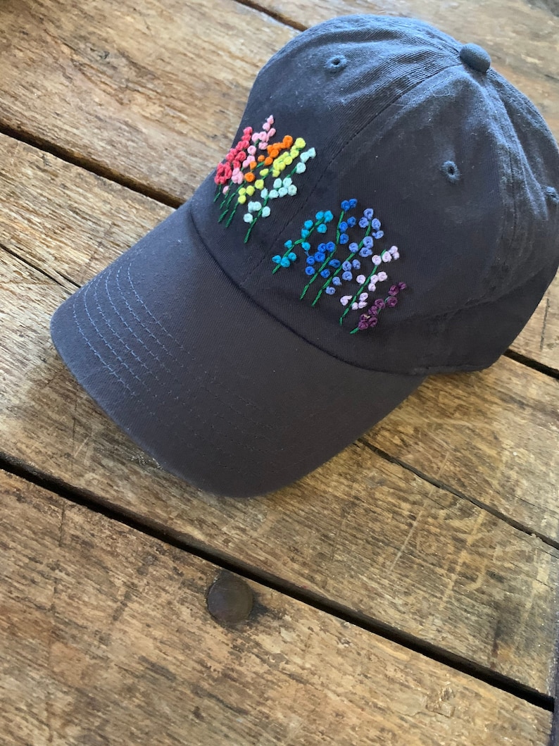 Hand Embroidered Custom Baseball Hat Wildflowers Hat Custom - Etsy