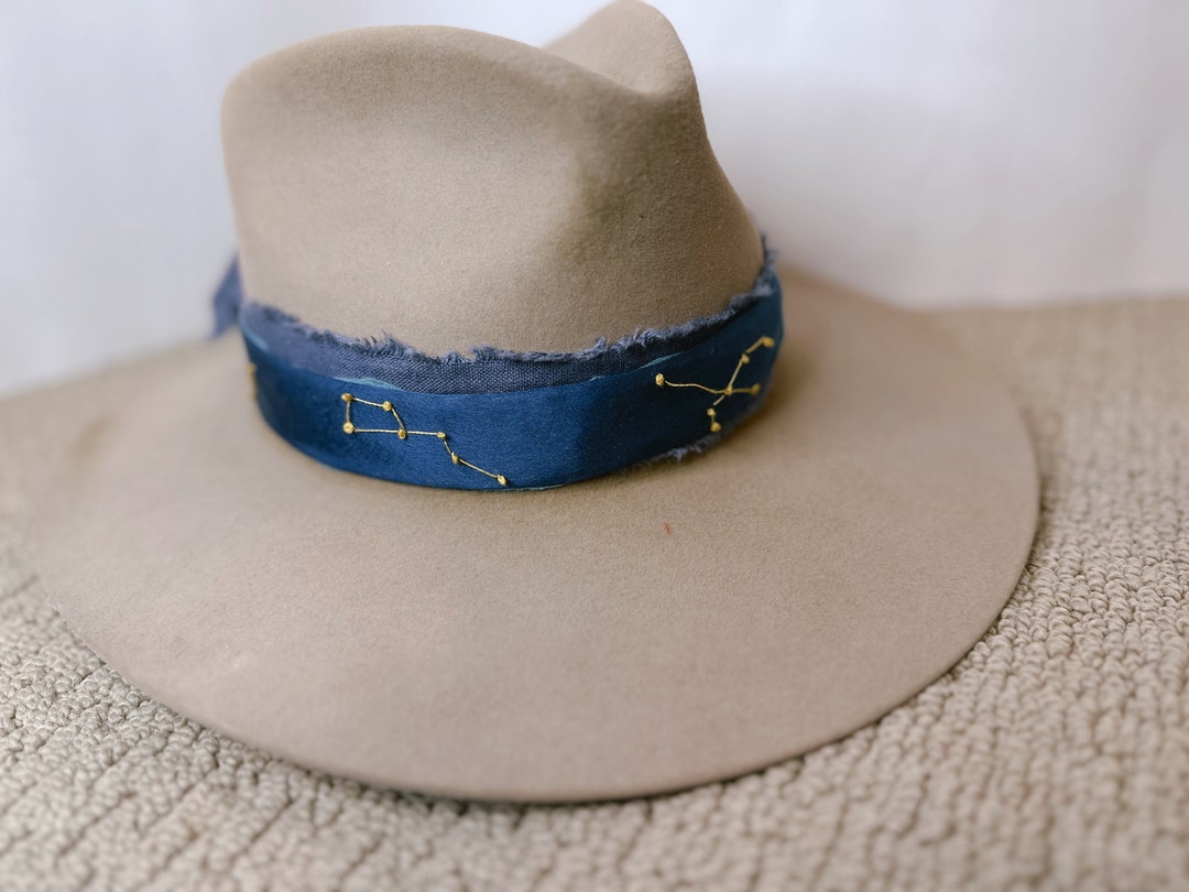 Embroidered Astrology Star Hat Band | Cowboy Hat Ribbon | Reversible ...