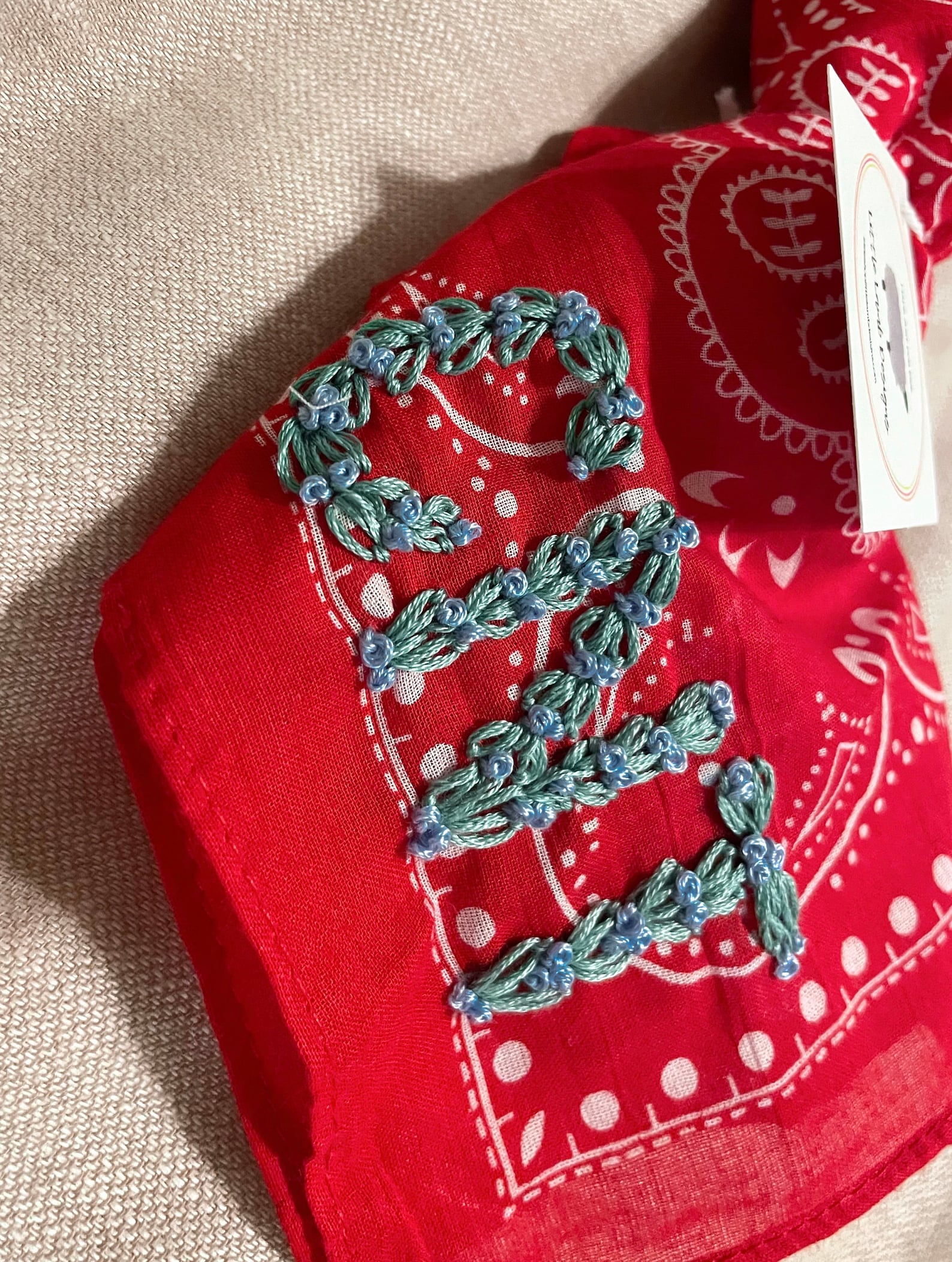 Monogrammed Bandana hand Embroidered Group Gift Multiple Colors and ...