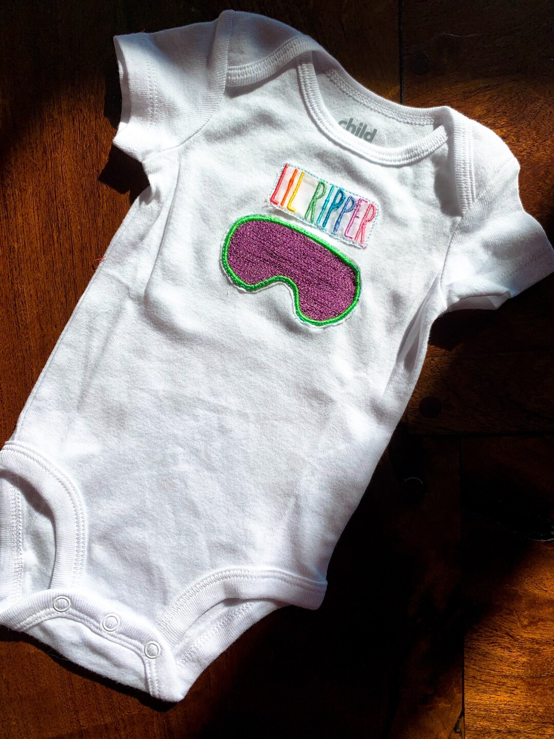 Lil Ripper Ski Goggles Machine Embroidered Baby Bodysuit | Short or ...