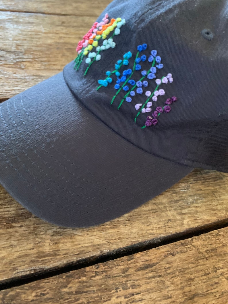 Hand Embroidered Custom Baseball Hat Wildflowers Hat Custom - Etsy