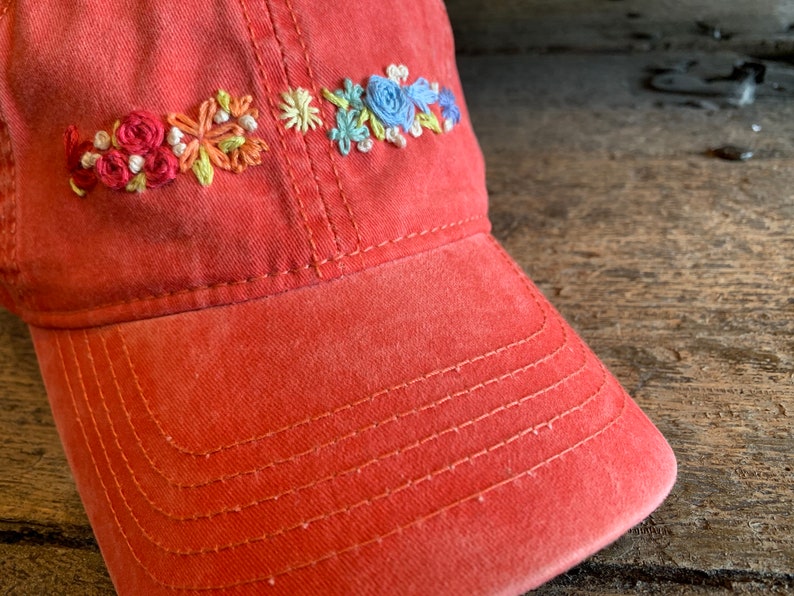 Embroidered Flower Womens Baseball Cap - Etsy
