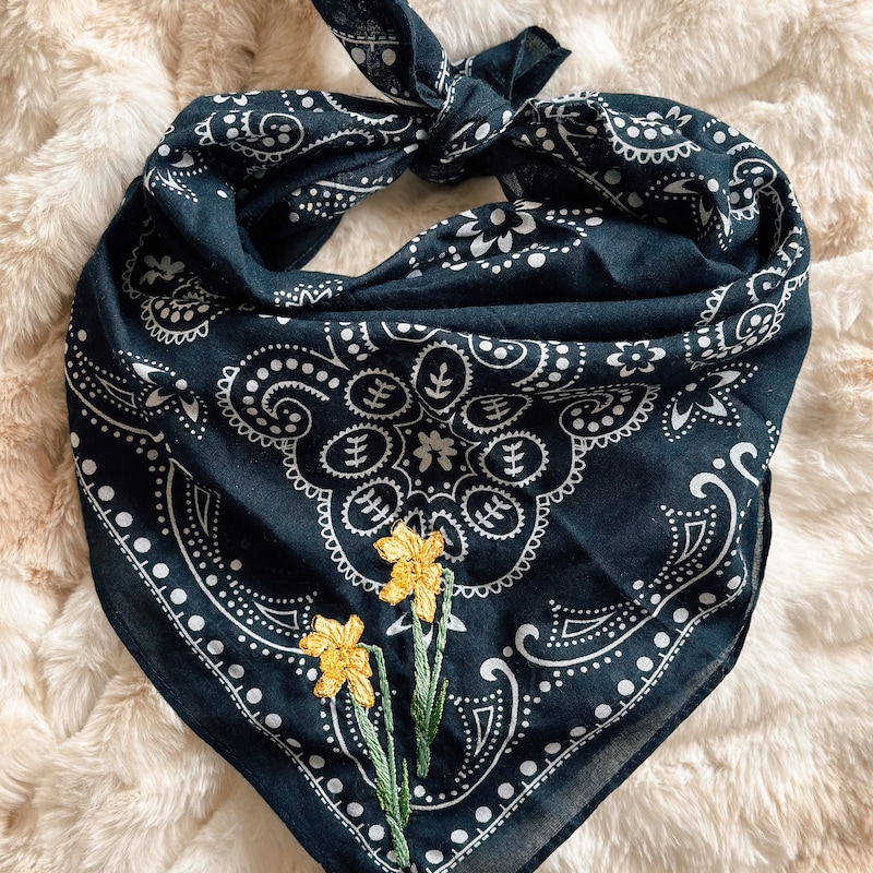 Embroidered Bandana - Etsy