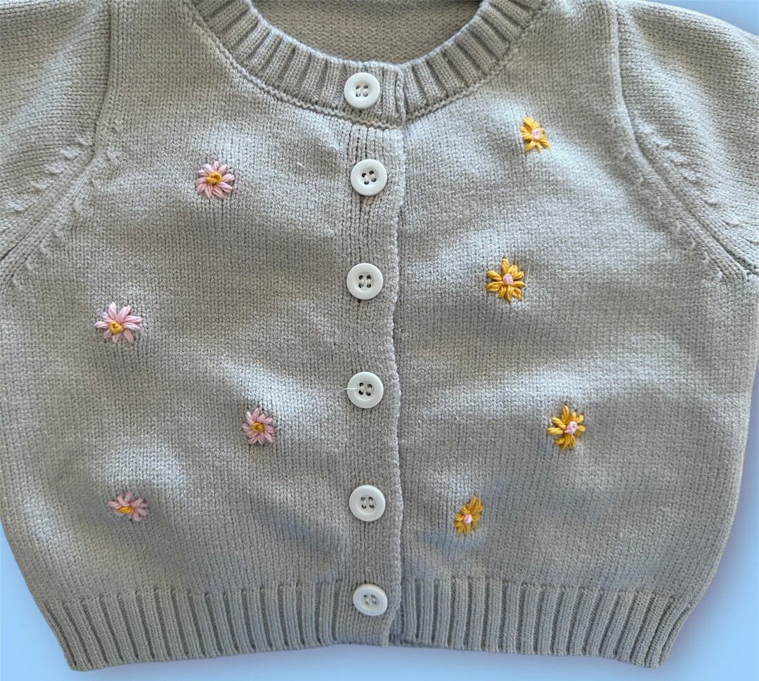 Baby Cardigan Sweater With Embroidered Flowers | Baby Cozy Sweater ...