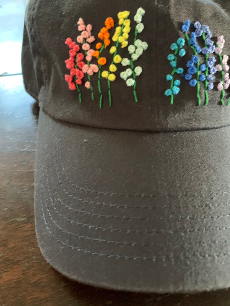 Hand Embroidered Custom Baseball Hat Wildflowers Hat Custom | Etsy