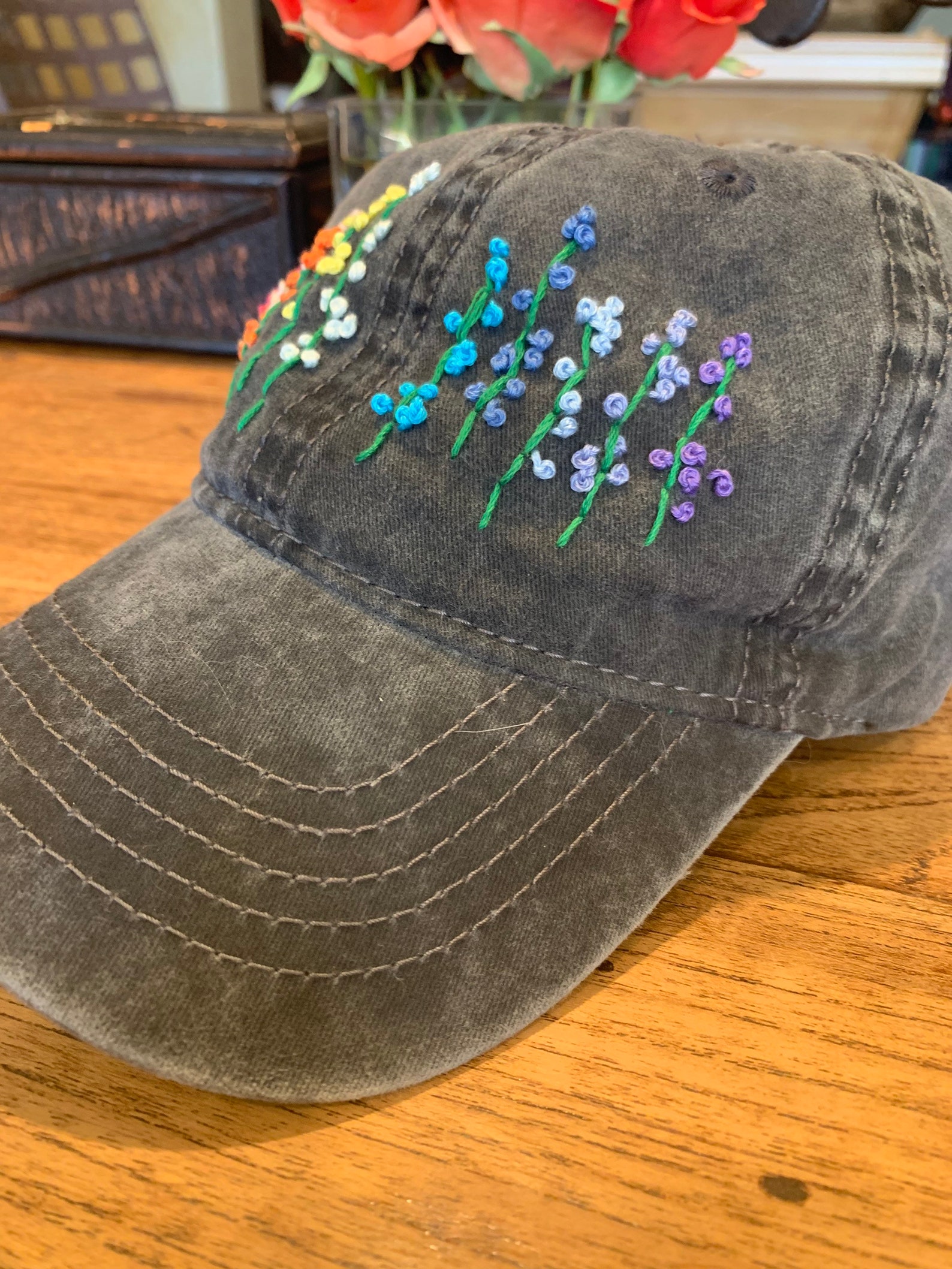 Hand Embroidered Custom Baseball Hat Wildflowers Hat Custom | Etsy