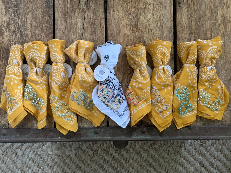 Monogrammed Bandana hand Embroidered Group Gift Multiple - Etsy