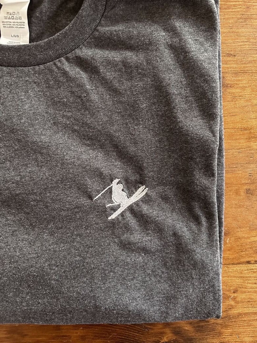 Apres Ski Shirt, Jumping Embroidered Skier, Cotton Long Sleeve Shirt ...