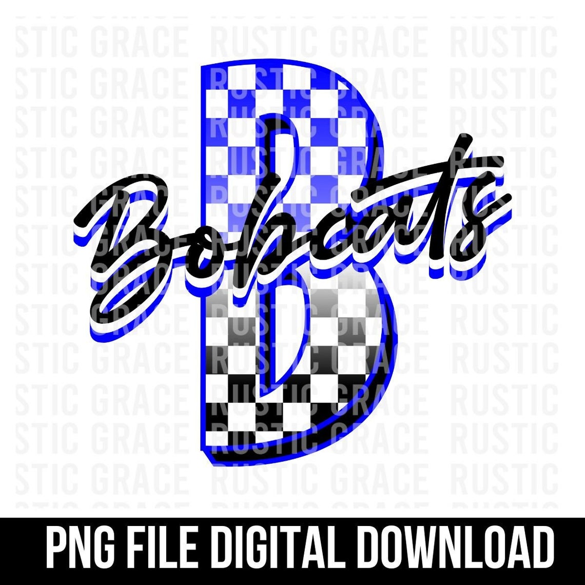 Bobcats PNG Design Blue Bobcats Hand Drawn Digital Download Sublimation ...