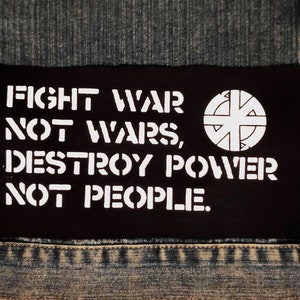 Fight War Not Wars Destroy Power Not People Punk Patches - Etsy