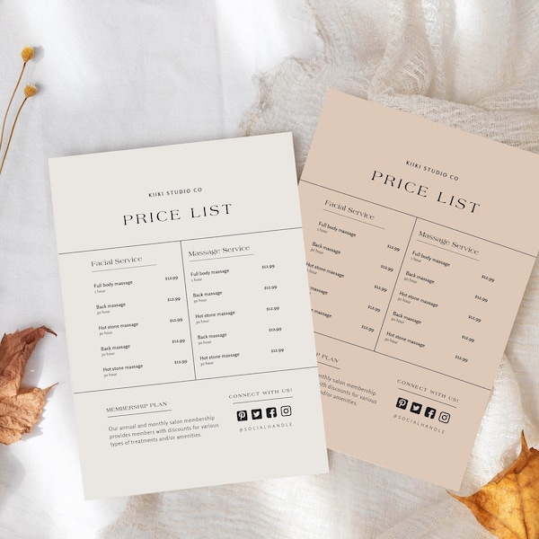 Printable Pricing Sheet Template - Etsy
