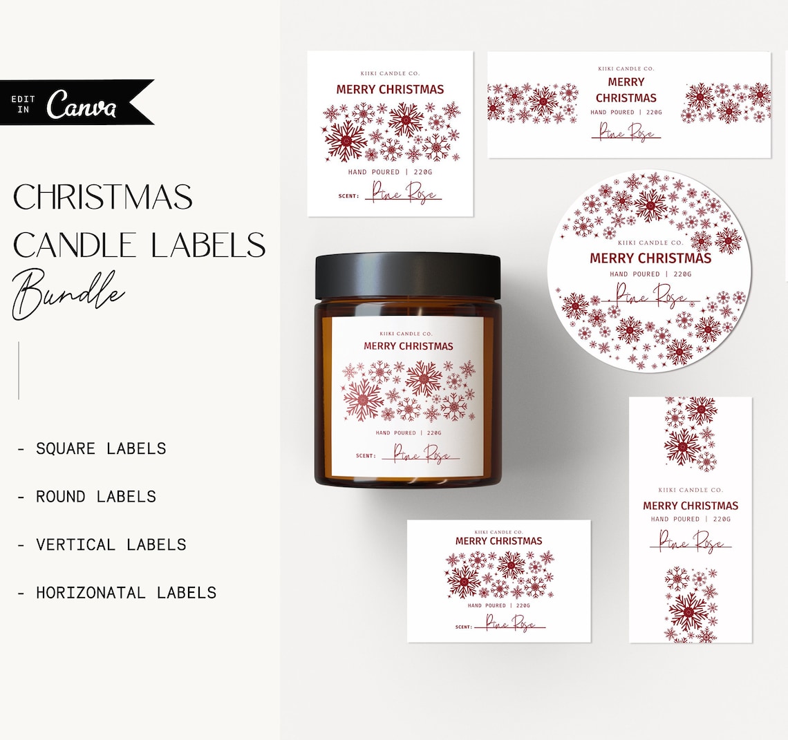 Christmas Candle Label Template Bundle Candle Business - Etsy