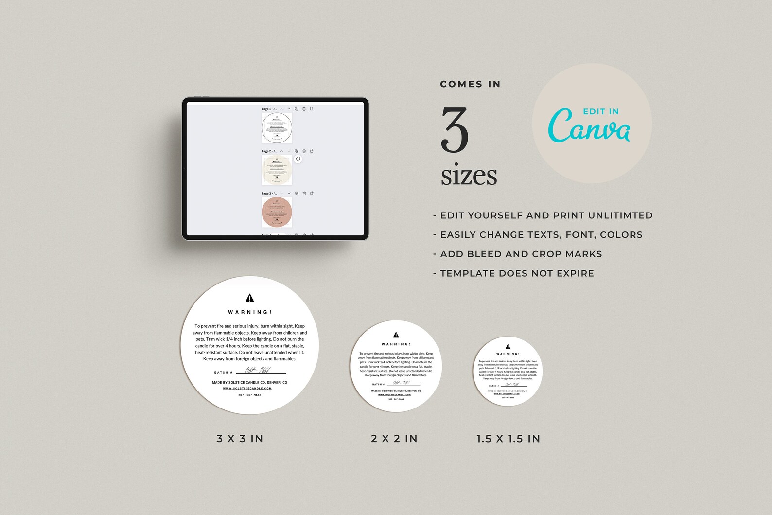Warning Labels Template, Printable Warning Stickers, Candle Label Care ...