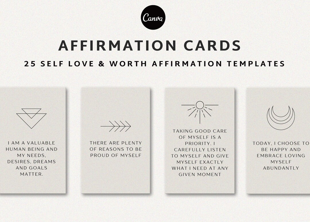Self Love Affirmation Cards Template, Printable Encouragement Cards ...