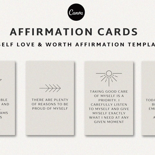 Self Love Affirmation Cards Template Self Worth Affirmation - Etsy