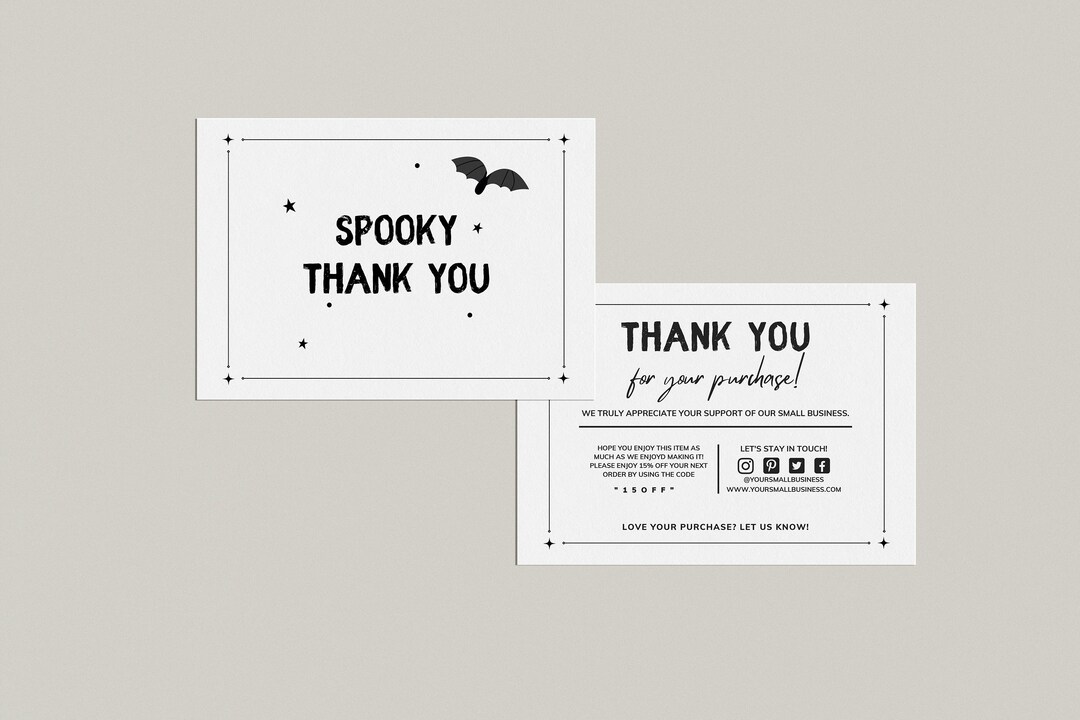Halloween Thank You Card Template, Minimal Thank You for Your Order ...